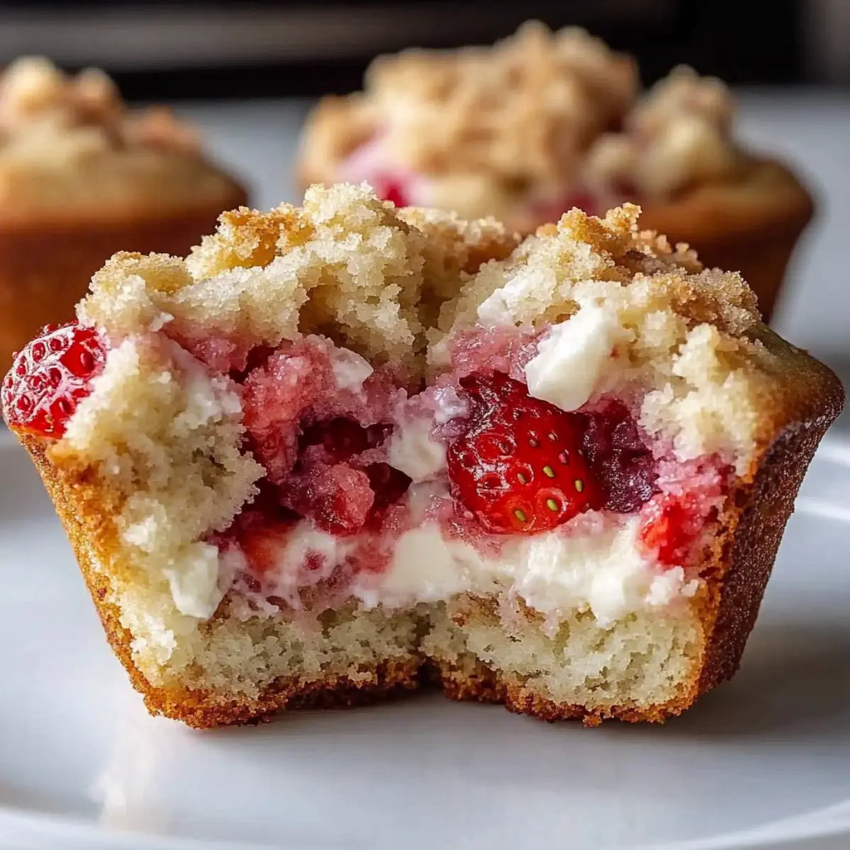 Delicious Strawberry Cream Cheese Muffins with Buttery Crumb Topping